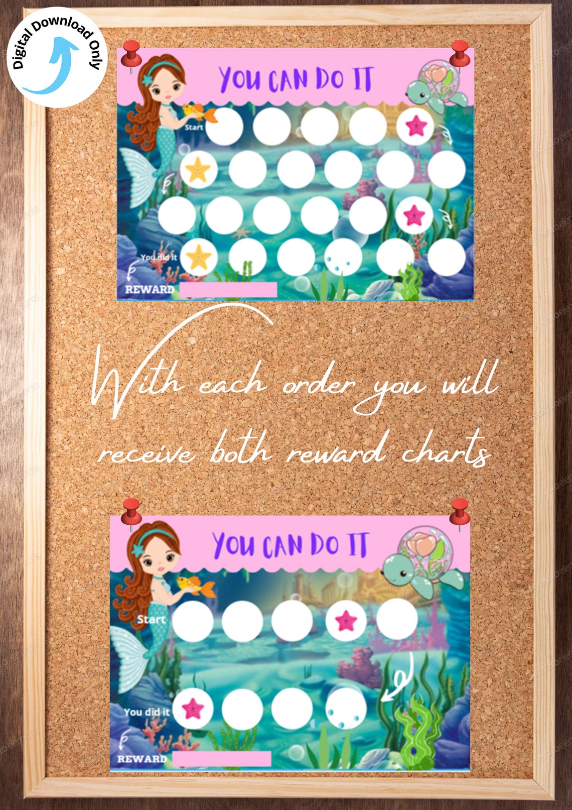 Mermaid Reward Chart Potty/toileting Chart Children's - Etsy