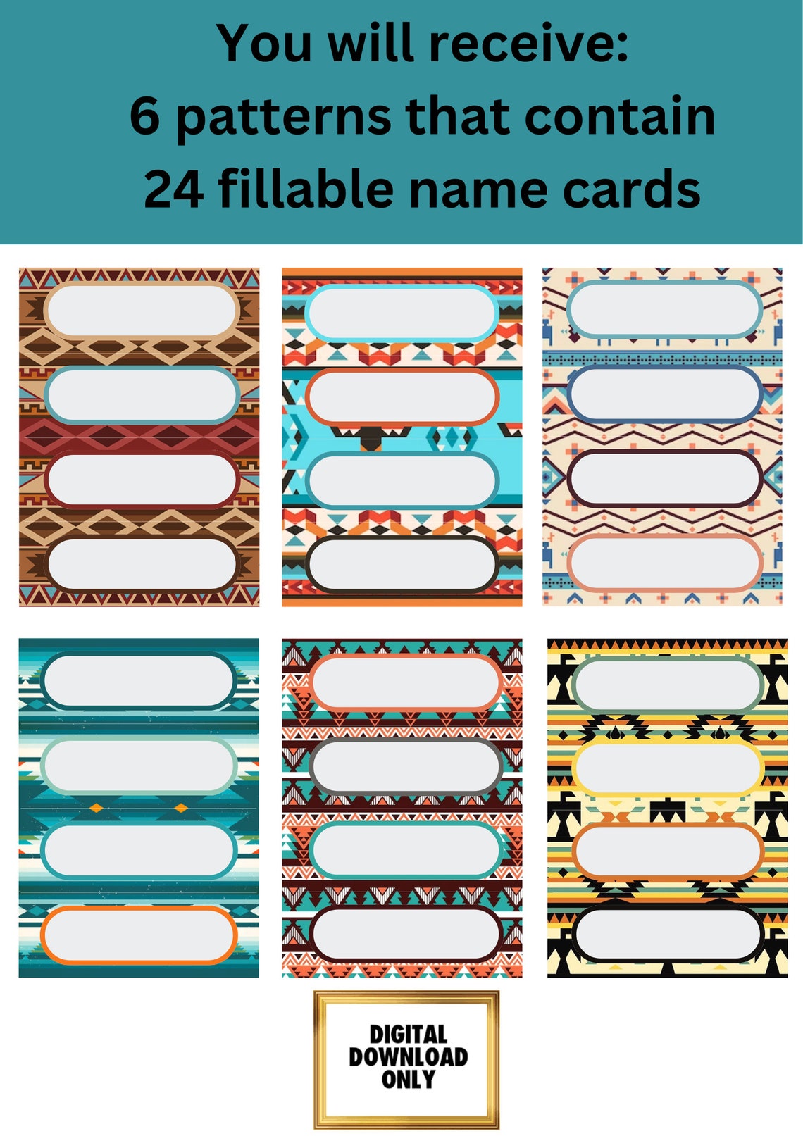Native American Student Name Cards, American Indian Printable Classroom ...