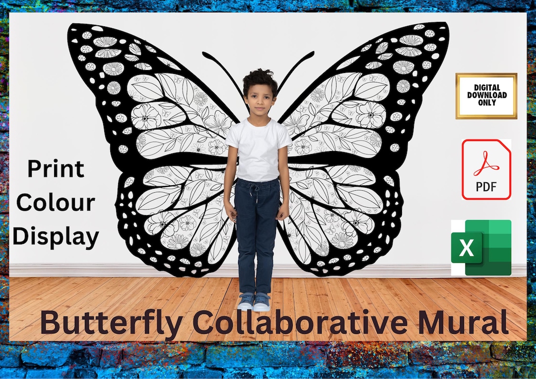 Butterfly Collaborative Mural for Classrooms, Digital Download Activity ...