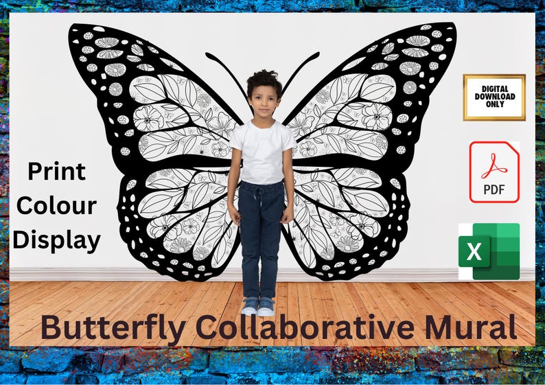 Butterfly Collaborative Mural for Classrooms, Digital Download Activity ...
