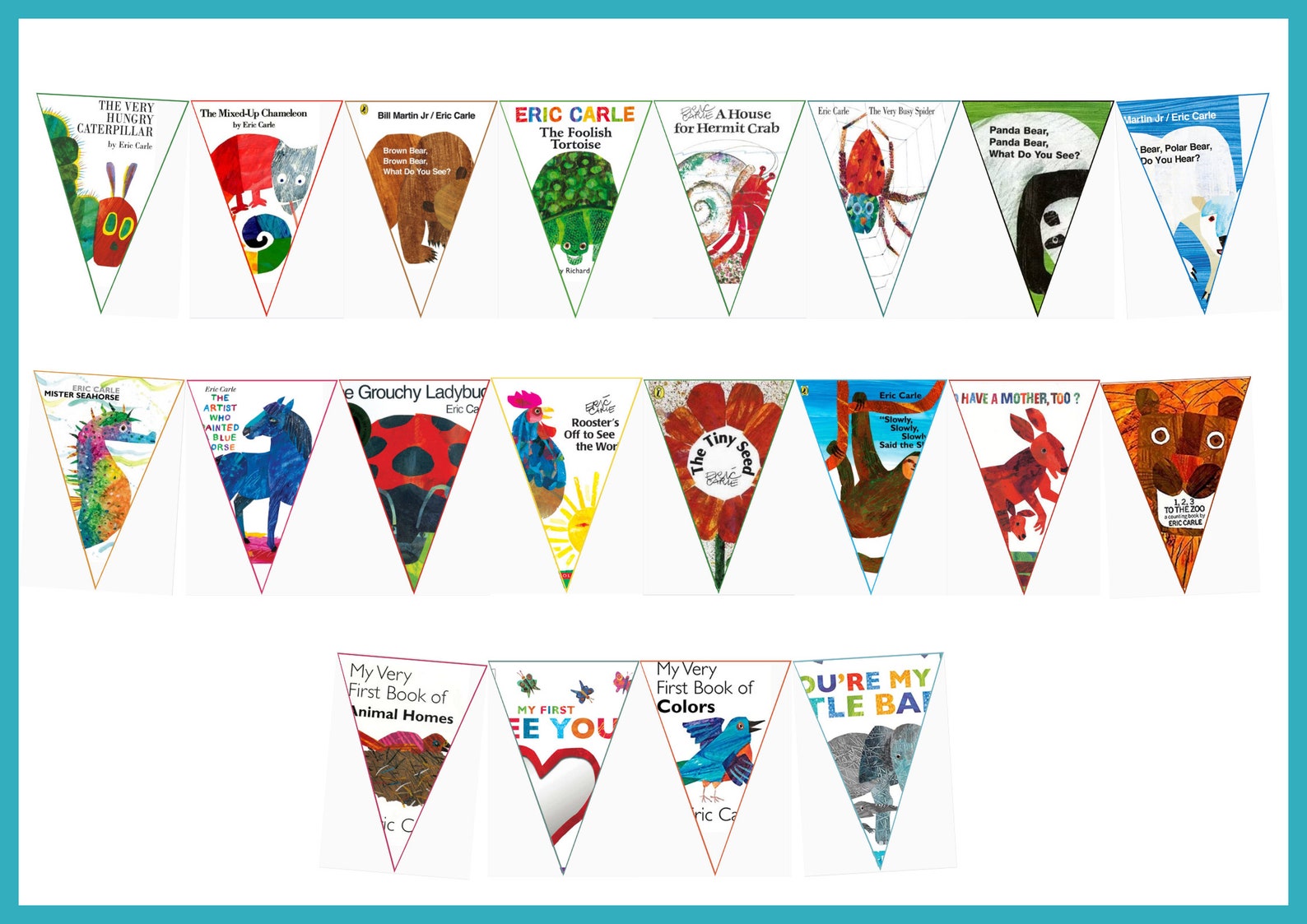 Eric Carle Book Bunting, Diy Baby Shower Decorations, Neutral Baby ...