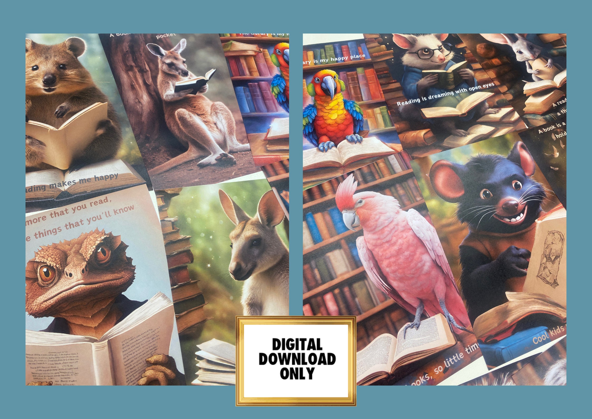 Australian Animal Library Posters, 16 X Reading Quotes, Library ...