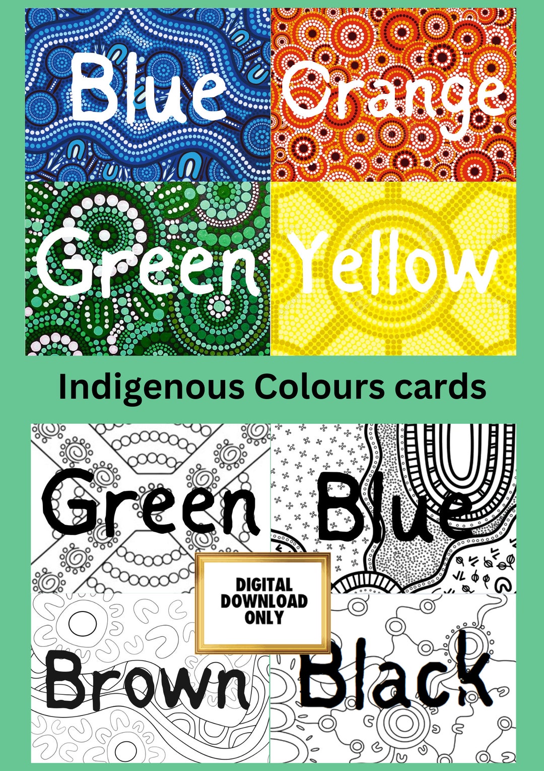 Indigenous Colour Cards, Aboriginal Patterned Colour Posters, Printable ...