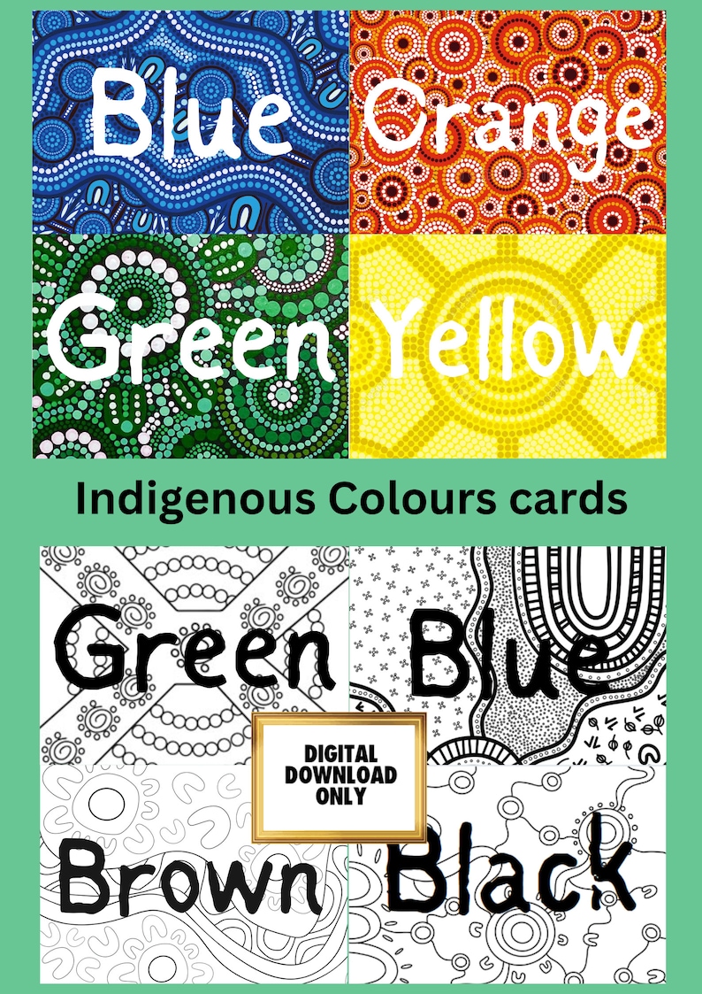 Indigenous Colour Cards, Aboriginal Patterned Colour Posters, Printable ...