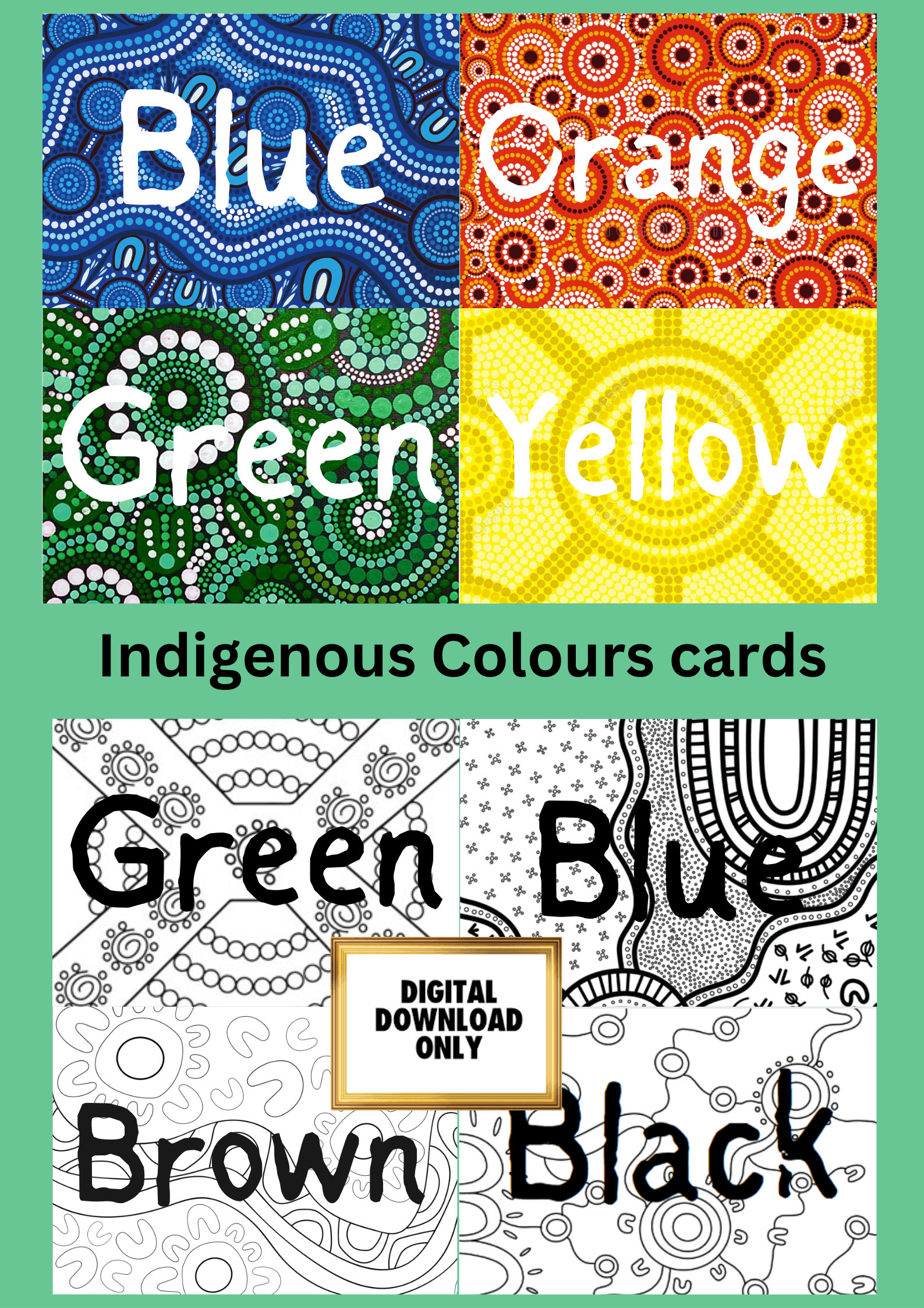 Indigenous Colour Cards, Aboriginal Patterned Colour Posters, Printable ...