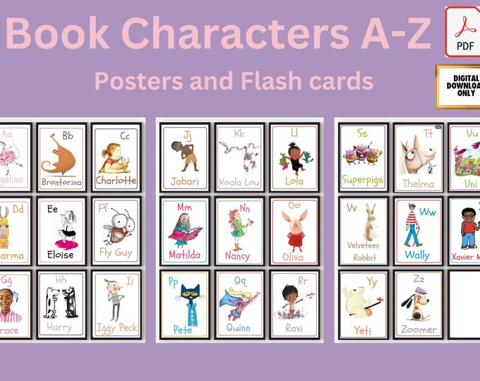 Library Favorite Book Characters Printable Alphabet Letter Posters ...