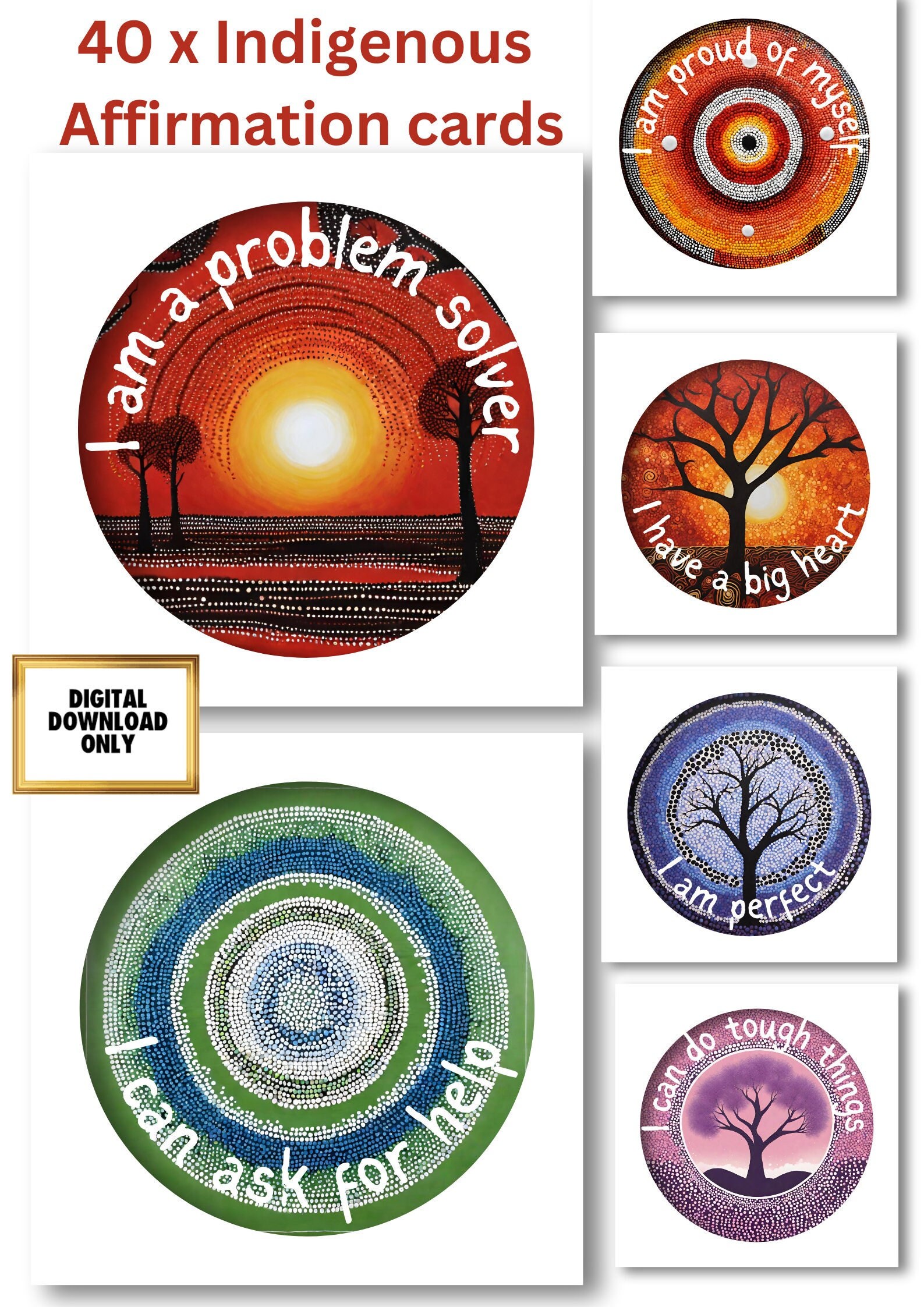 Indigenous Style Affirmation Cards for Classroom. Aboriginal Dot ...