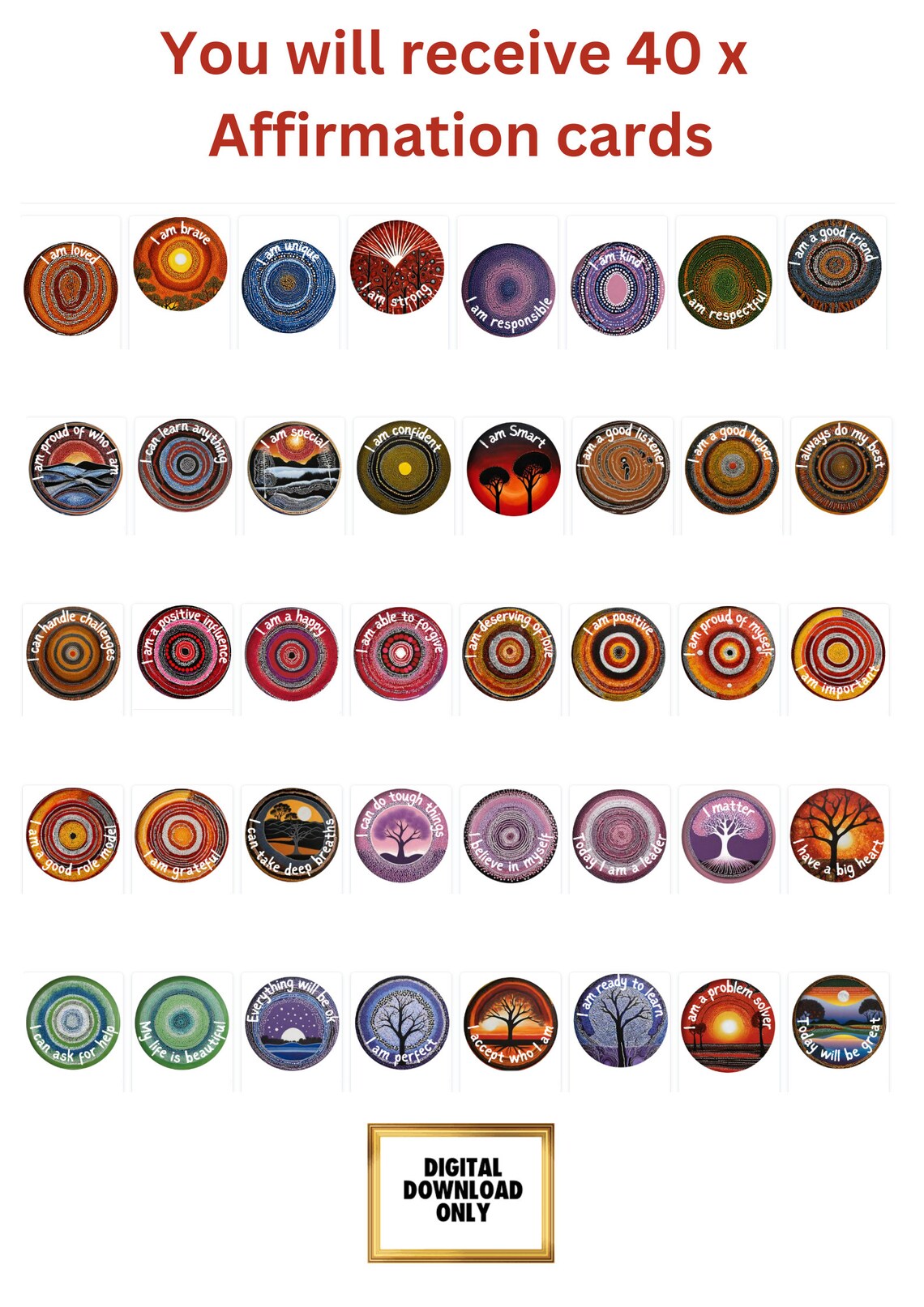 Indigenous Style Affirmation Cards for Classroom. Aboriginal Dot ...