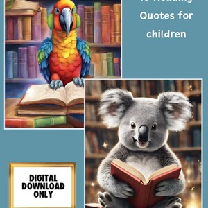 Australian Animal Library Posters, 16 X Reading Quotes, Library ...
