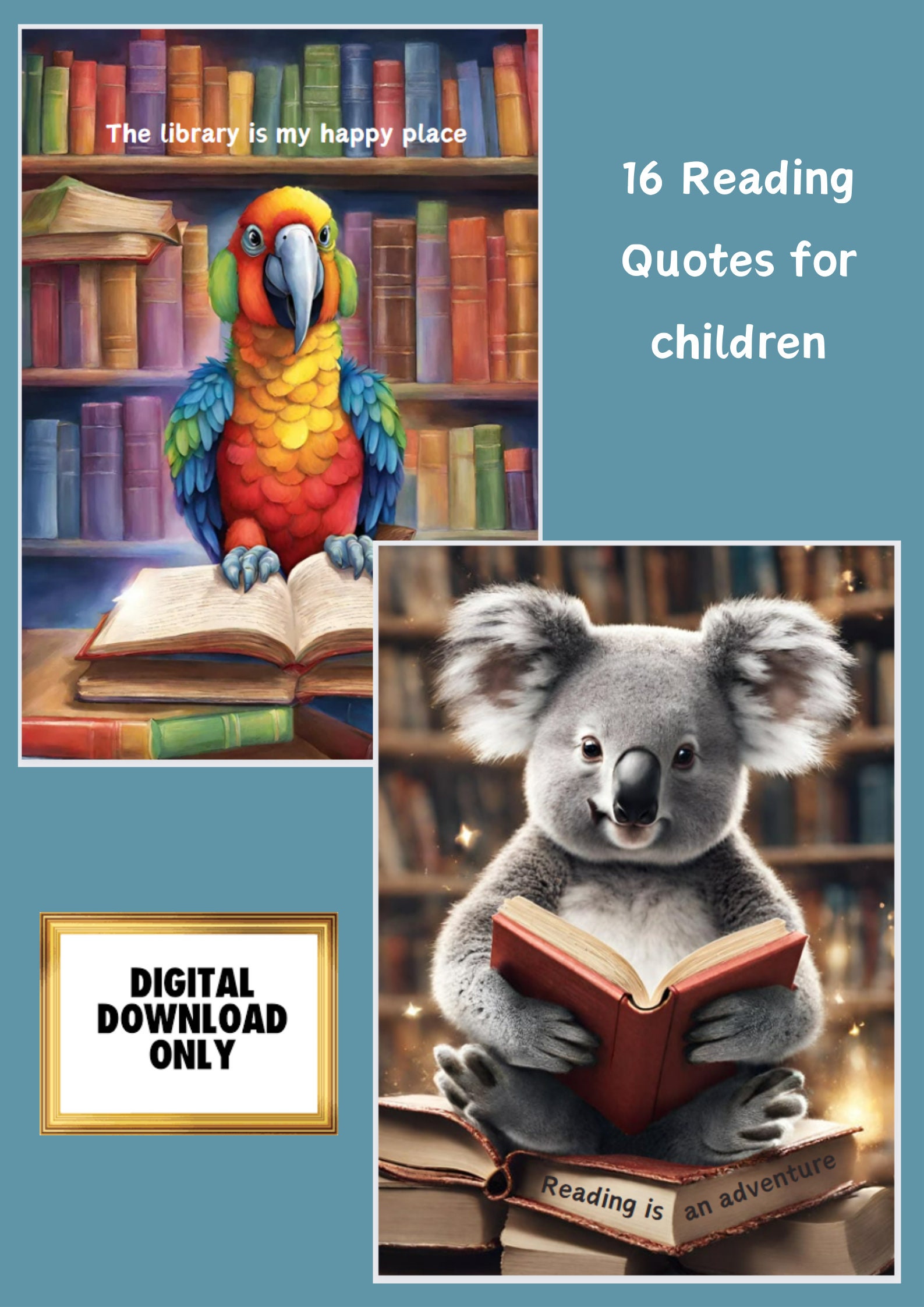 Australian Animal Library Posters, 16 X Reading Quotes, Library ...
