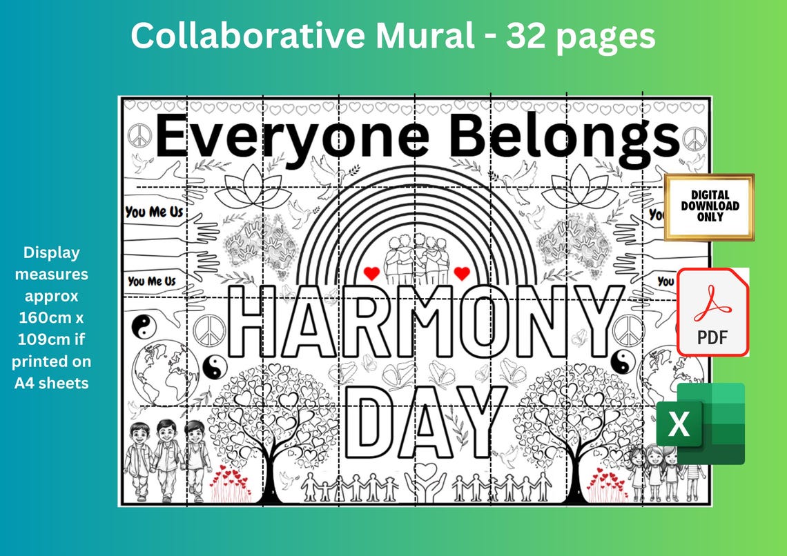 Harmony Day Printable Classroom Mural, Collaborative Student Mural ...