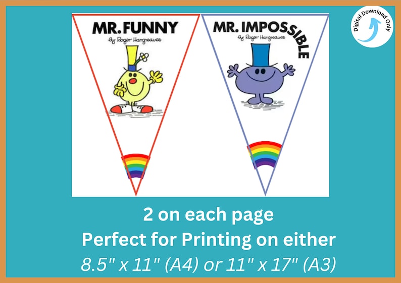 Mr Men Bunting Flags, Printable Bunting, Classroom Decor, Nursery Decor ...