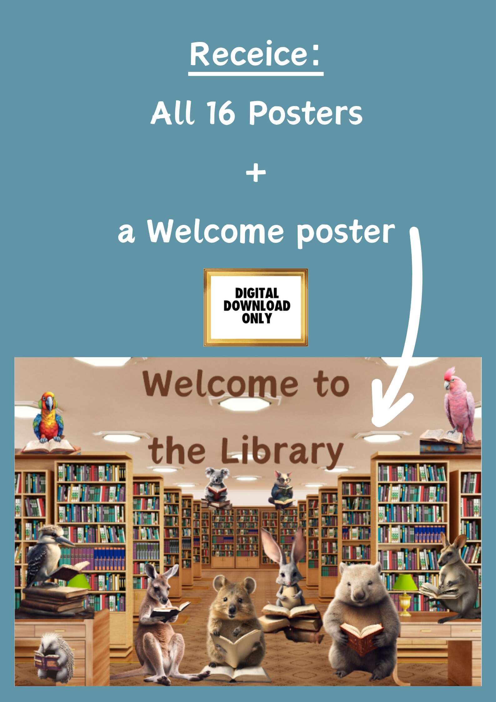 Australian Animal Library Posters, 16 X Reading Quotes, Library ...