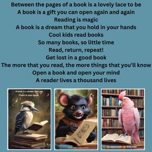 Australian Animal Library Posters, 16 X Reading Quotes, Library ...