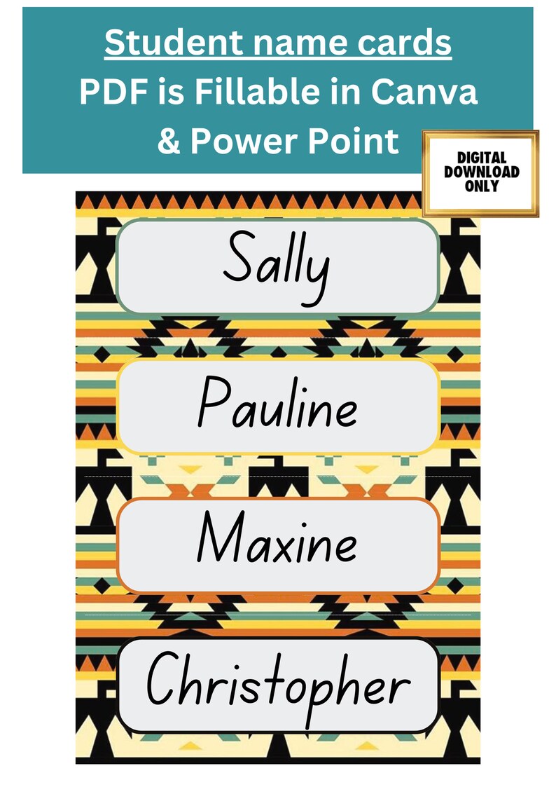 Native American Student Name Cards, American Indian Printable Classroom ...