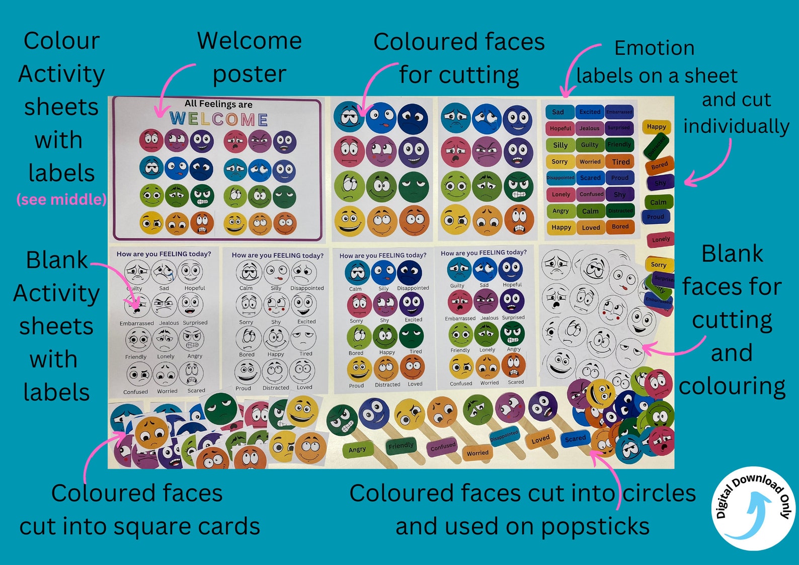 Feelings and Emotions Classroom Bundle, Printable Emotion Resources for ...