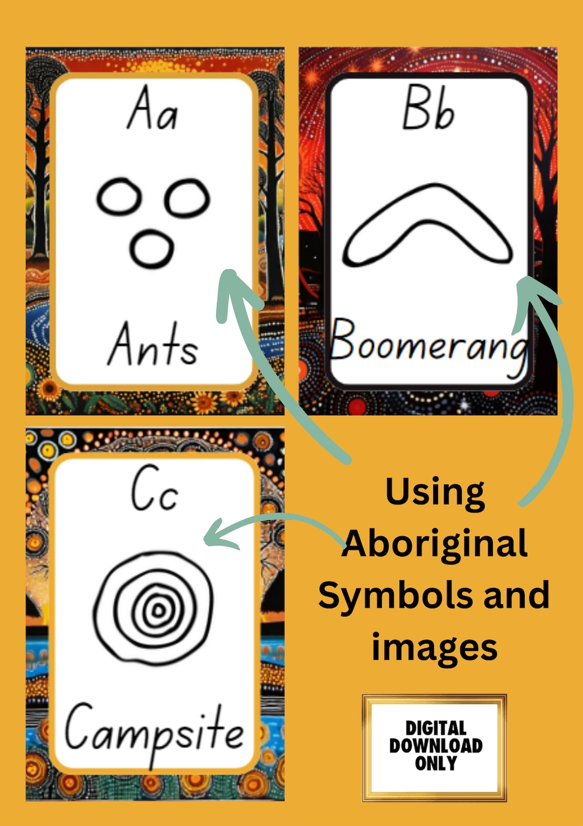 Indigenous Alphabet Flash Cards and Posters, Aboriginal Symbols ...