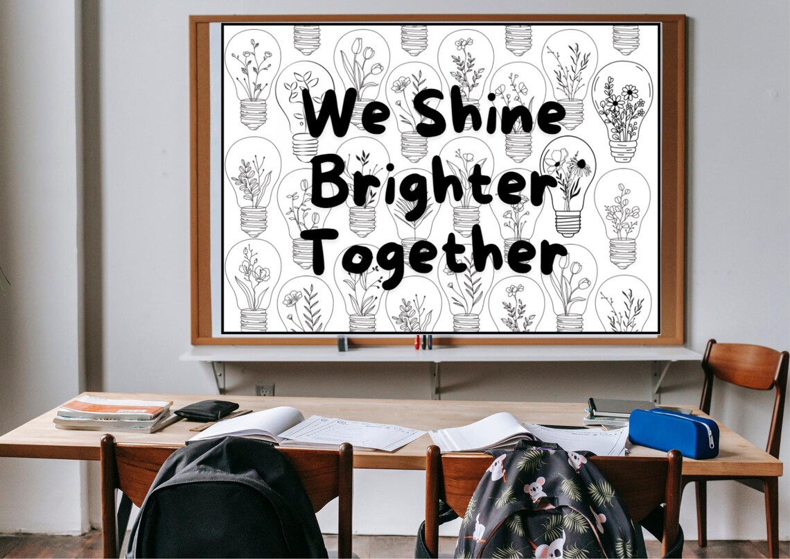 Student Collaborative Mural, We Shine Brighter Together, Classroom ...