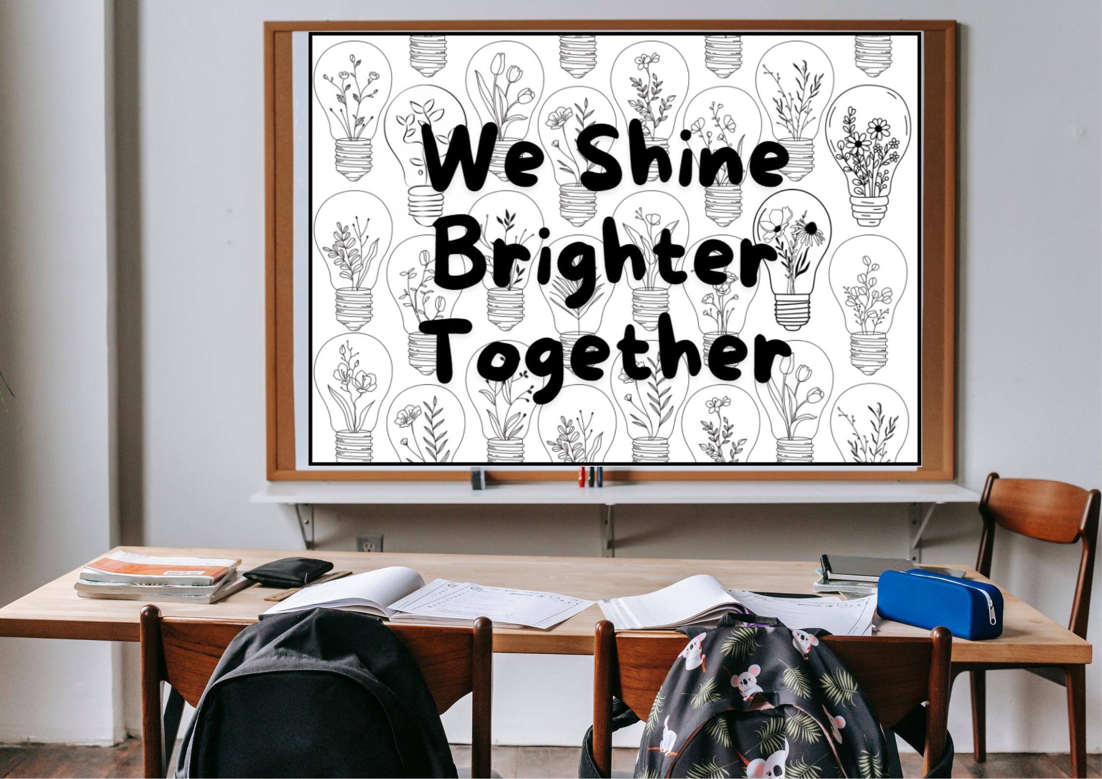 Student Collaborative Mural, We Shine Brighter Together, Classroom Collaborative Activity ...