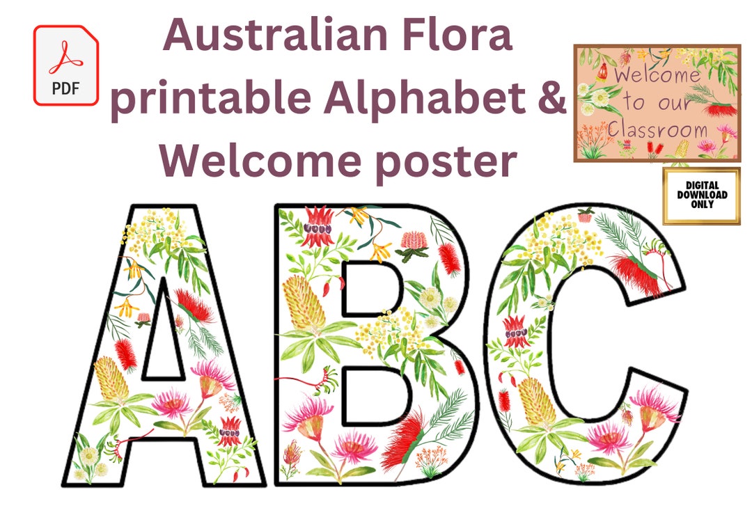 Australian Flora Printable Alphabet, Floral ABC, Printable Alphabet for ...