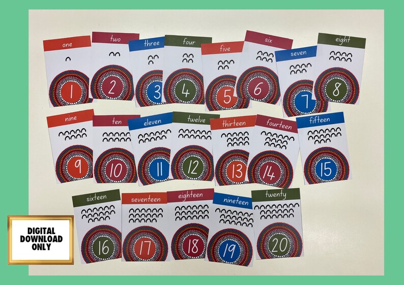 Indigenous Numbers 1-20 Flash Cards, Aboriginal Numbers Printable ...
