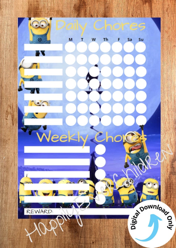 Minions Chore Chart Minions Printable Kids Charts Printable - Etsy