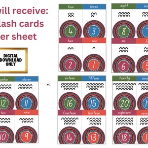 Indigenous Numbers 1-20 Flash Cards, Aboriginal Numbers Printable ...
