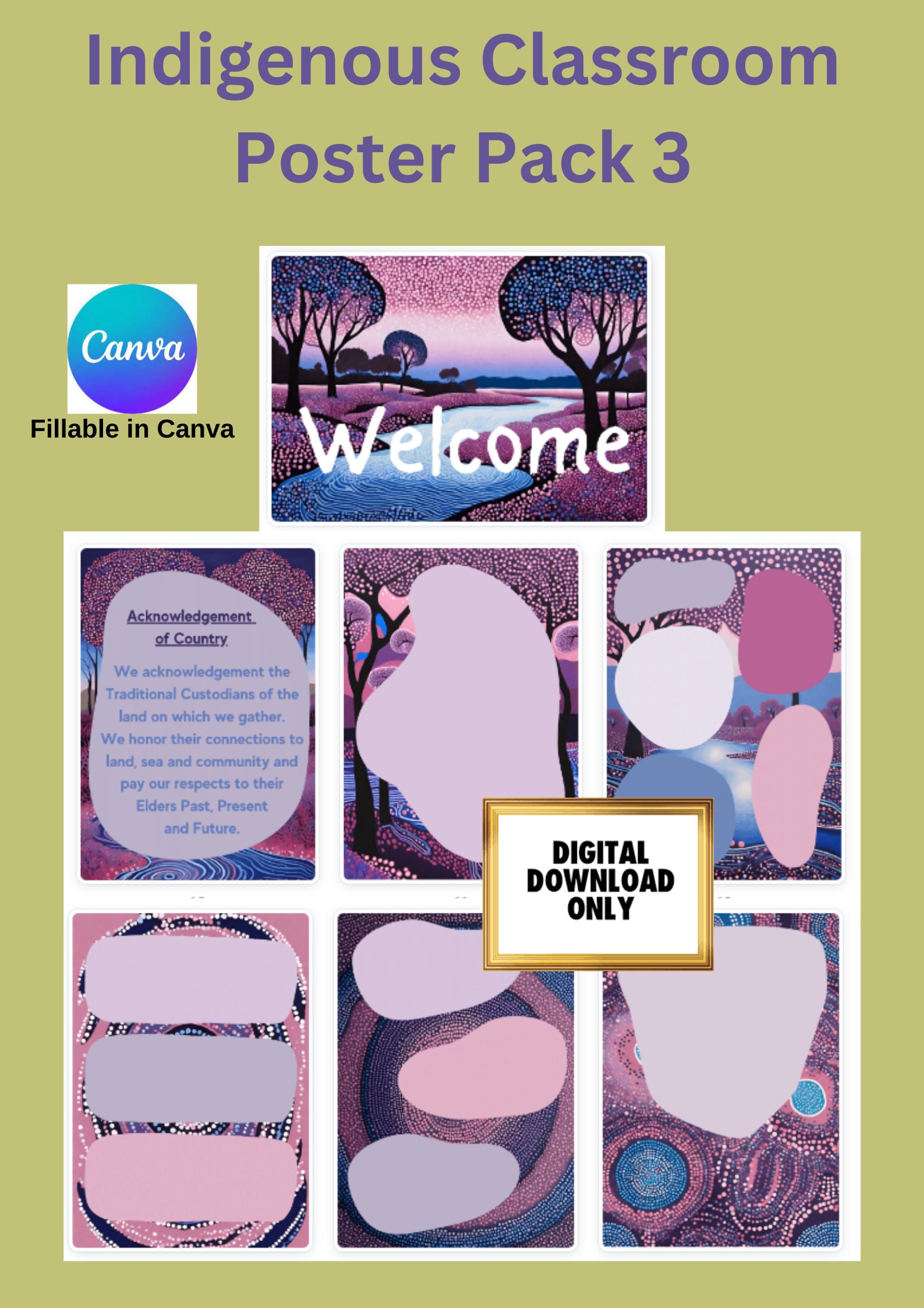 Indigenous Classroom Poster Pack. Aboriginal Art Printable and Fillable ...