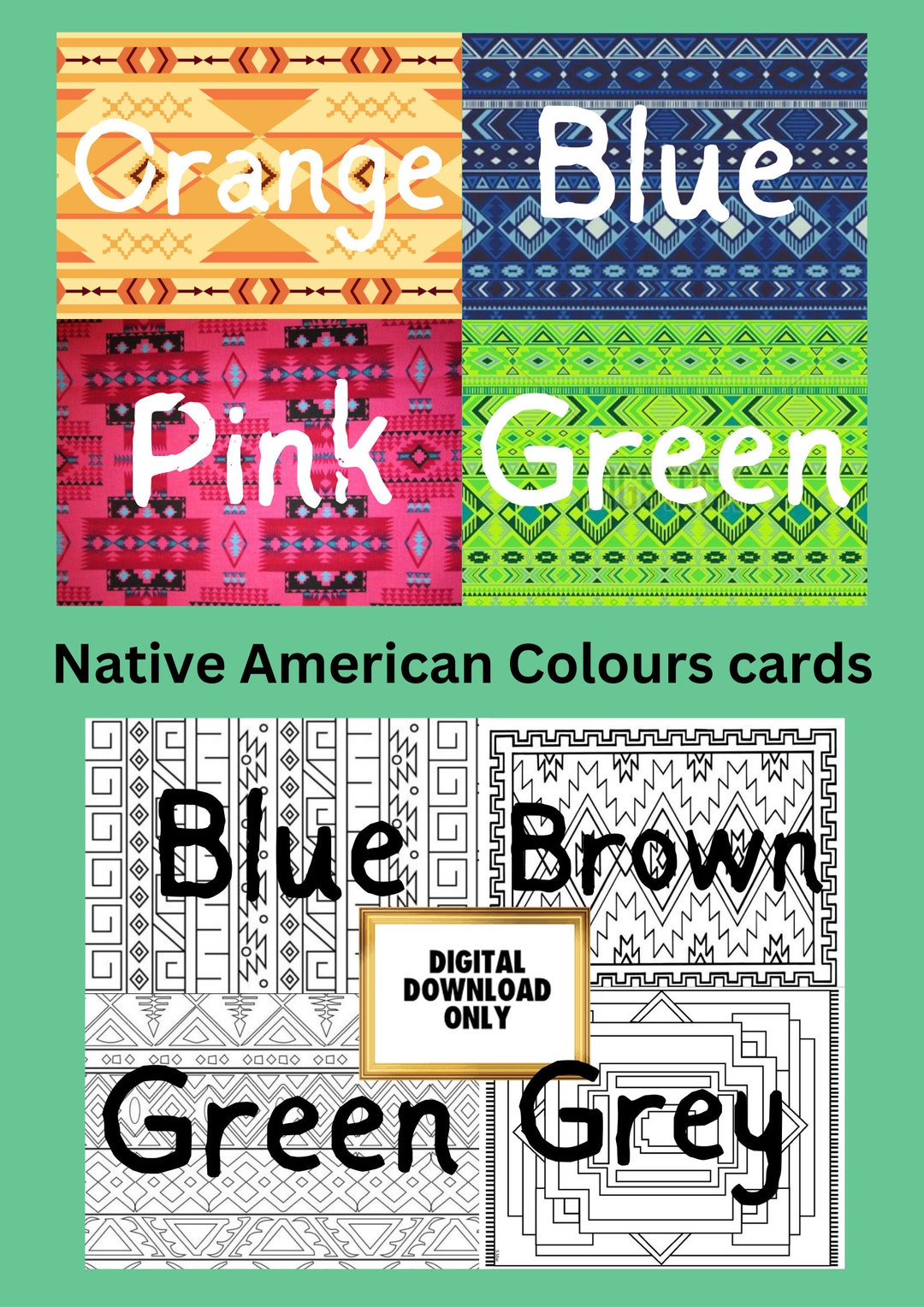 Native American Colour Cards, Native American Printable Classroom ...