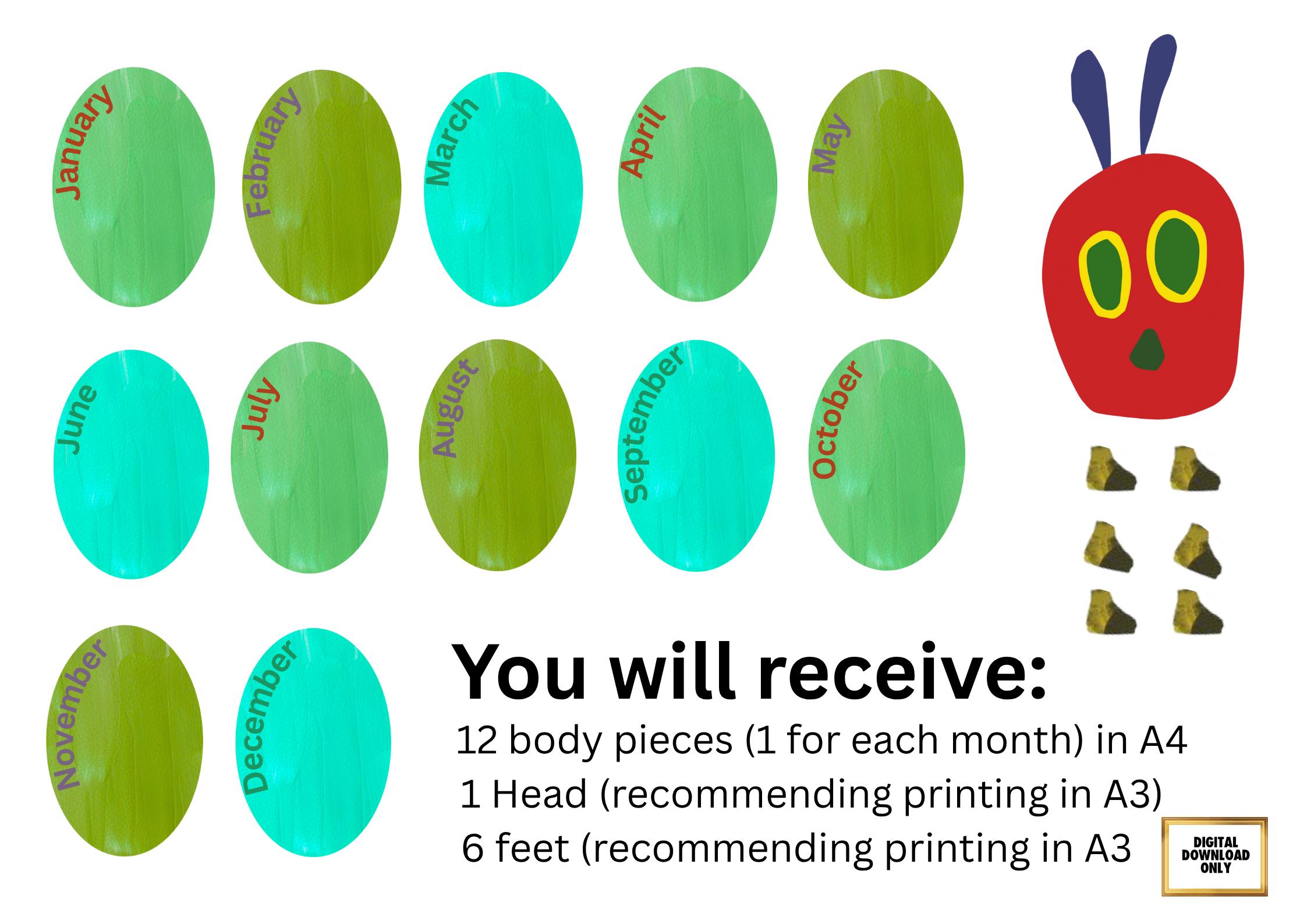 The Very Hungry Caterpillar Birthday Chart, Printable Classroom Student ...