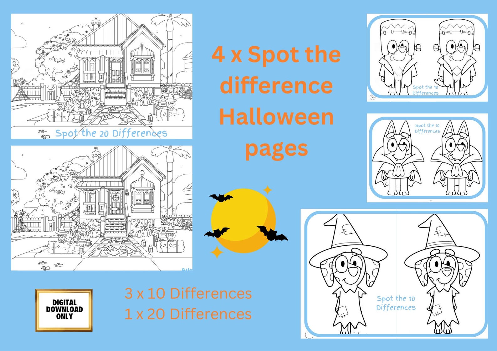 Halloween Activity Pack, Printable Halloween, Spot the Difference ...