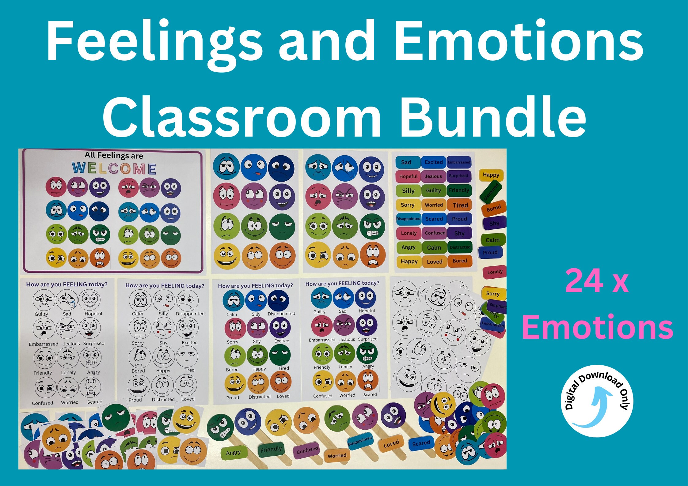Feelings and Emotions Classroom Bundle, Printable Emotion Resources for ...