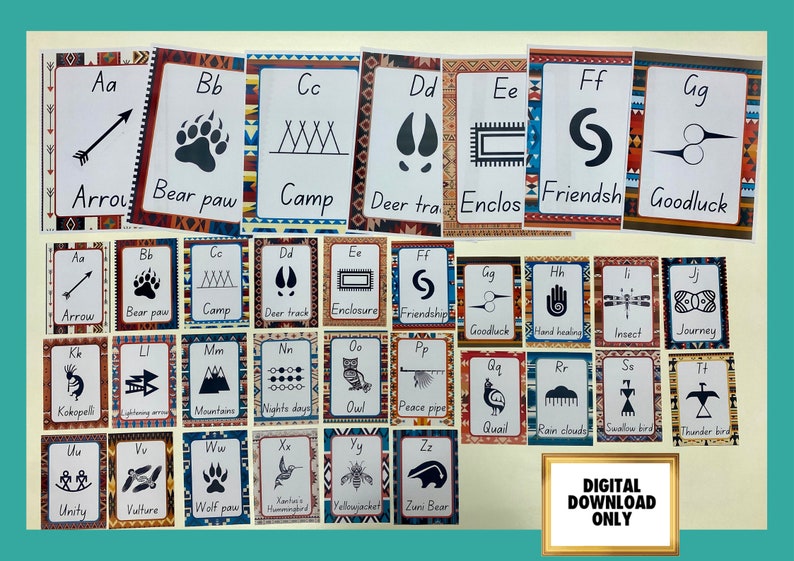 Native American Alphabet Flash Cards and Posters, American Indian ...