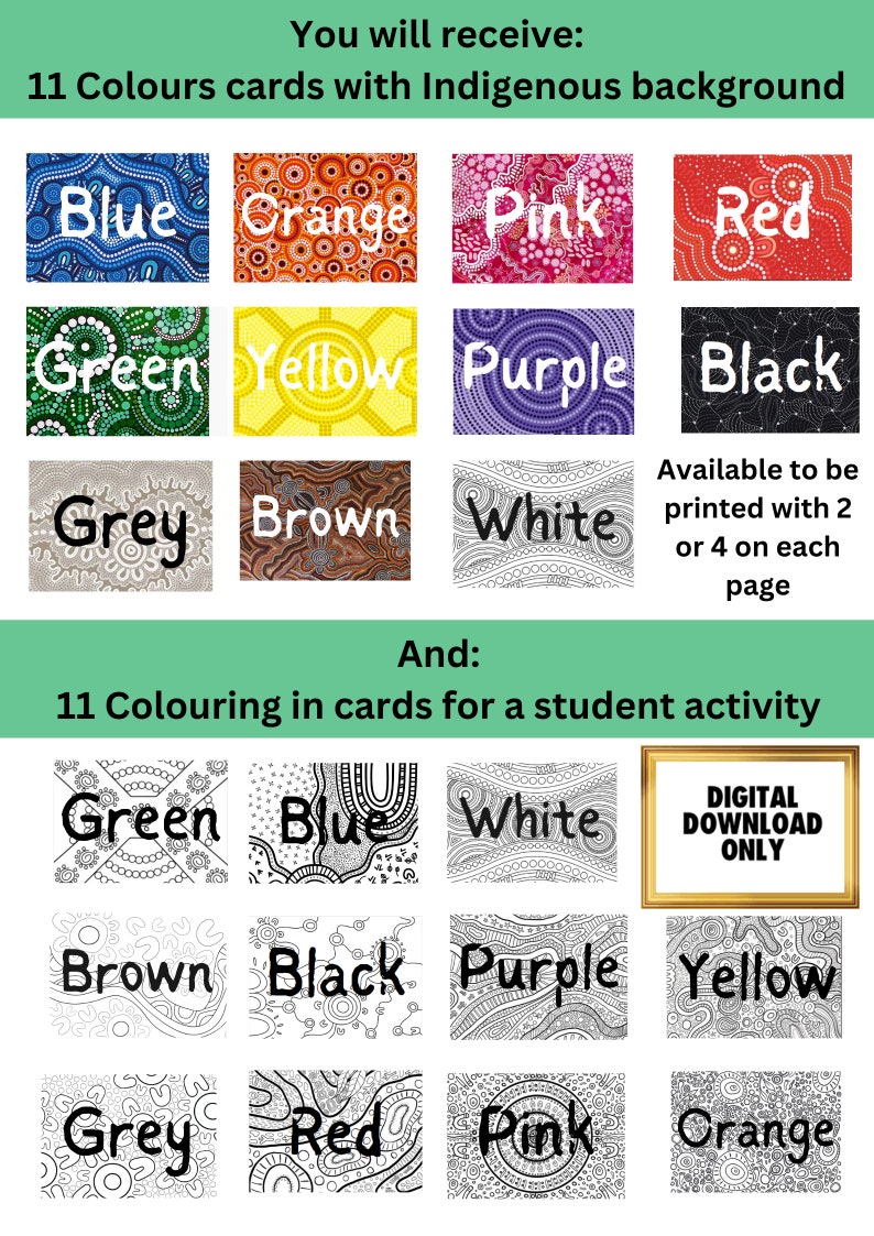 Indigenous Colour Cards, Aboriginal Patterned Colour Posters, Printable ...