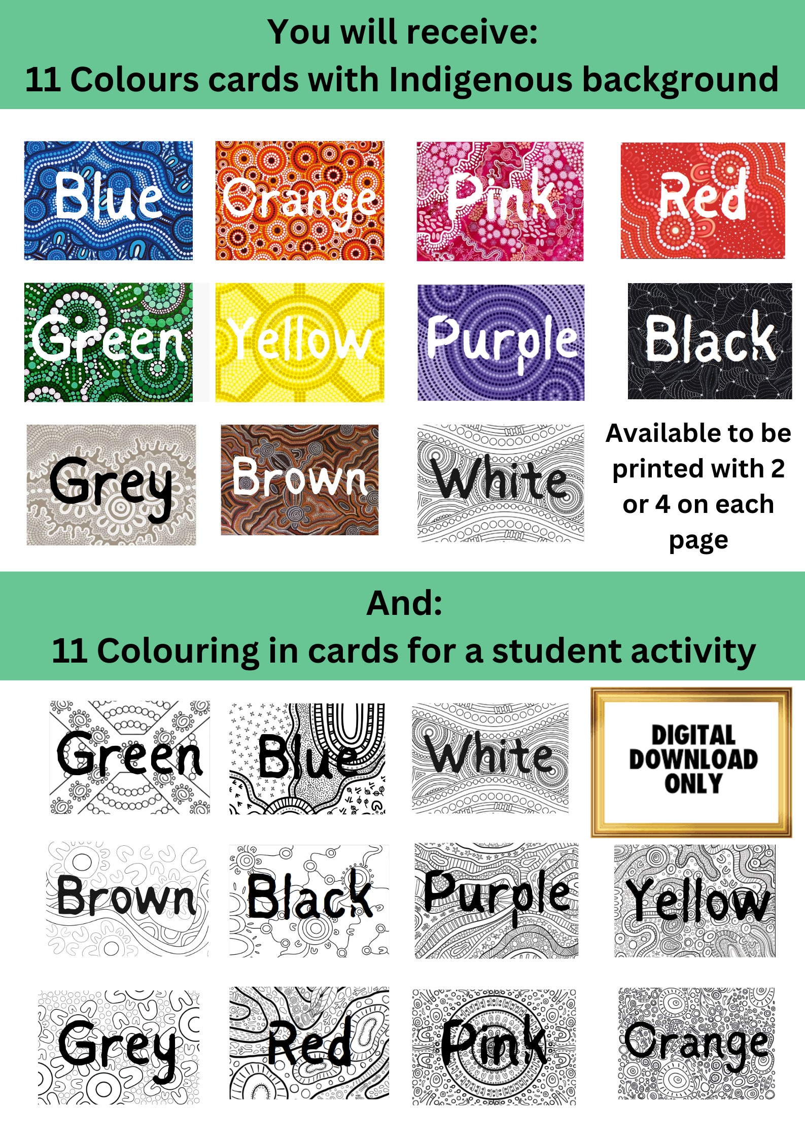 Indigenous Colour Cards, Aboriginal Patterned Colour Posters, Printable ...