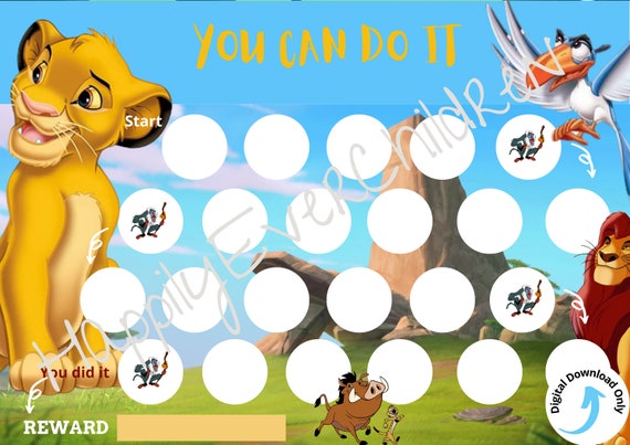 Lion King Reward Chart the Lion King Potty Chart Toileting - Etsy