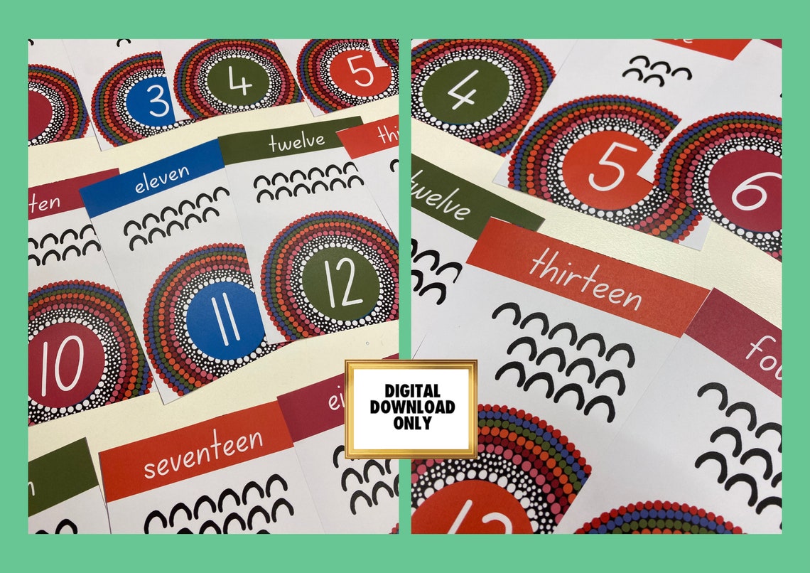 Indigenous Numbers 1-20 Flash Cards, Aboriginal Numbers Printable ...