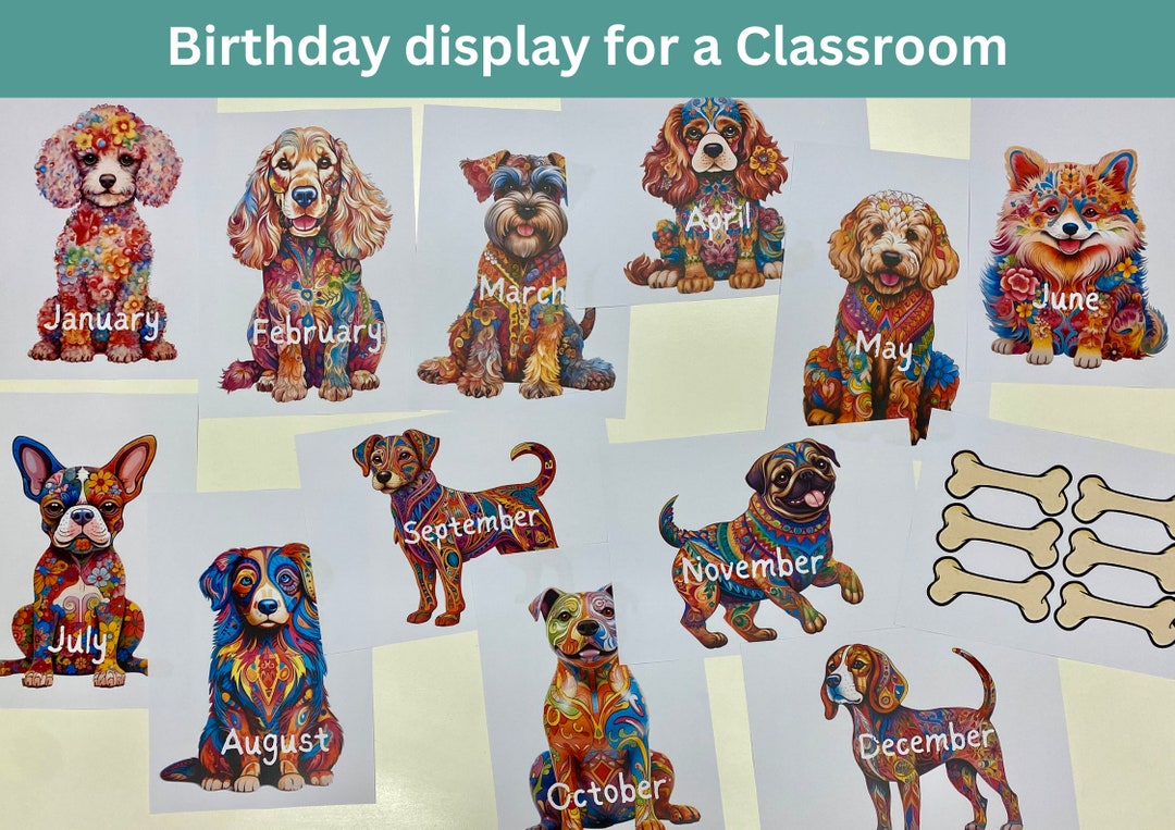 Dogs Birthday Display for Classroom. Student Birthday Chart for ...