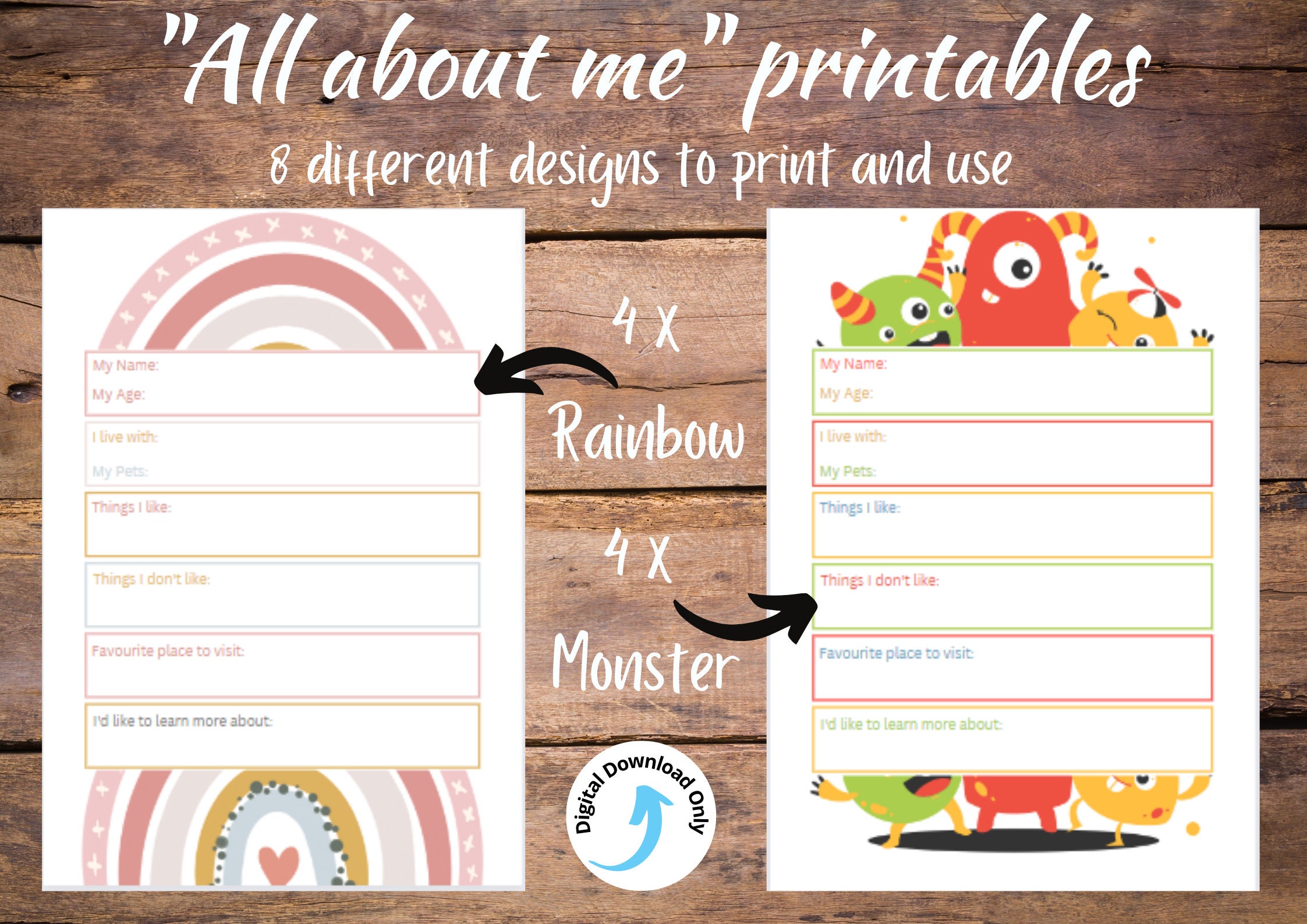 All About Me Printable, All About Me Worksheet, About Me, Learning ...