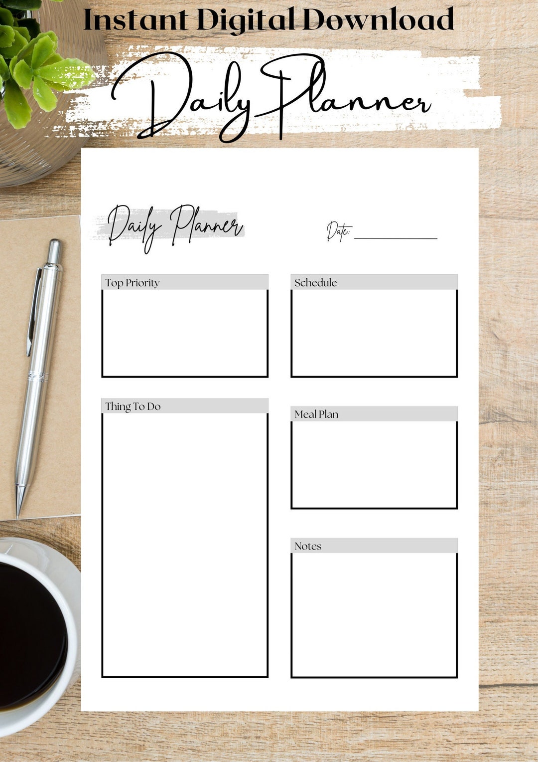 Daily Check in Journal, Daily Gratitude Journal Printable, Daily ...