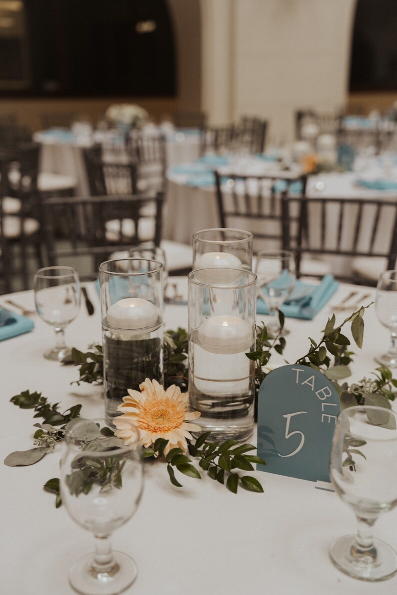 Acrylic Arch Wedding Table Numbers, Dusty Blue Table Numbers With Stand ...