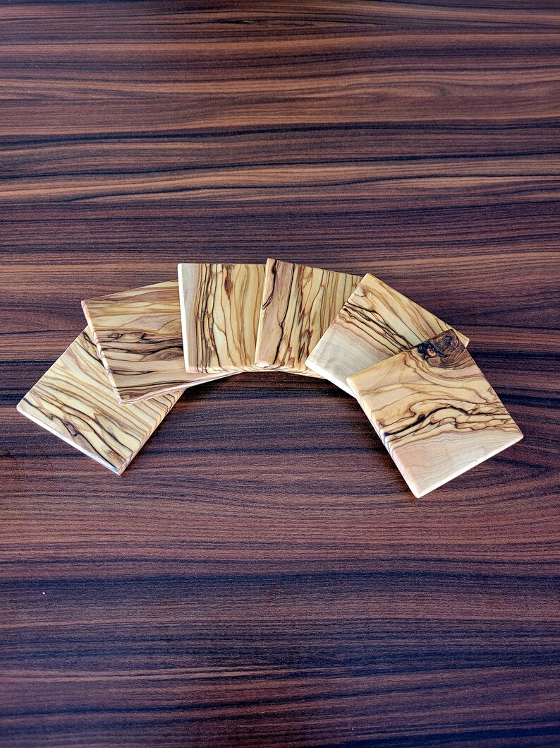 Olive Wood Coasters Set of 6 - Etsy