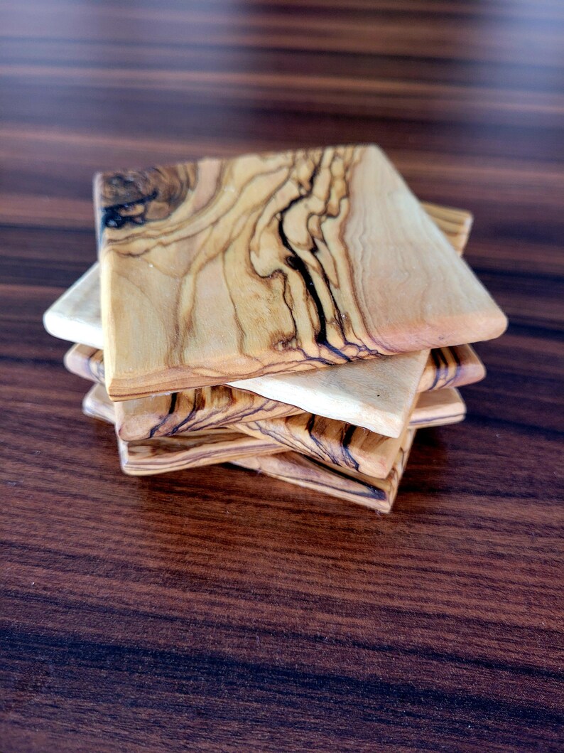 Olive Wood Coasters Set of 6 - Etsy