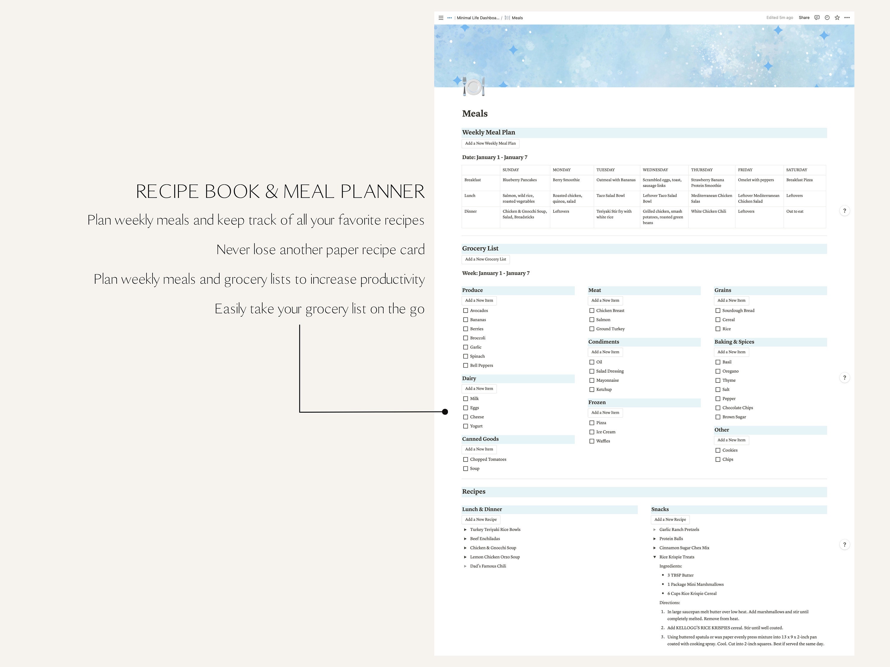 Blue Aesthetic Minimal Notion Template Dashboard ADHD - Etsy