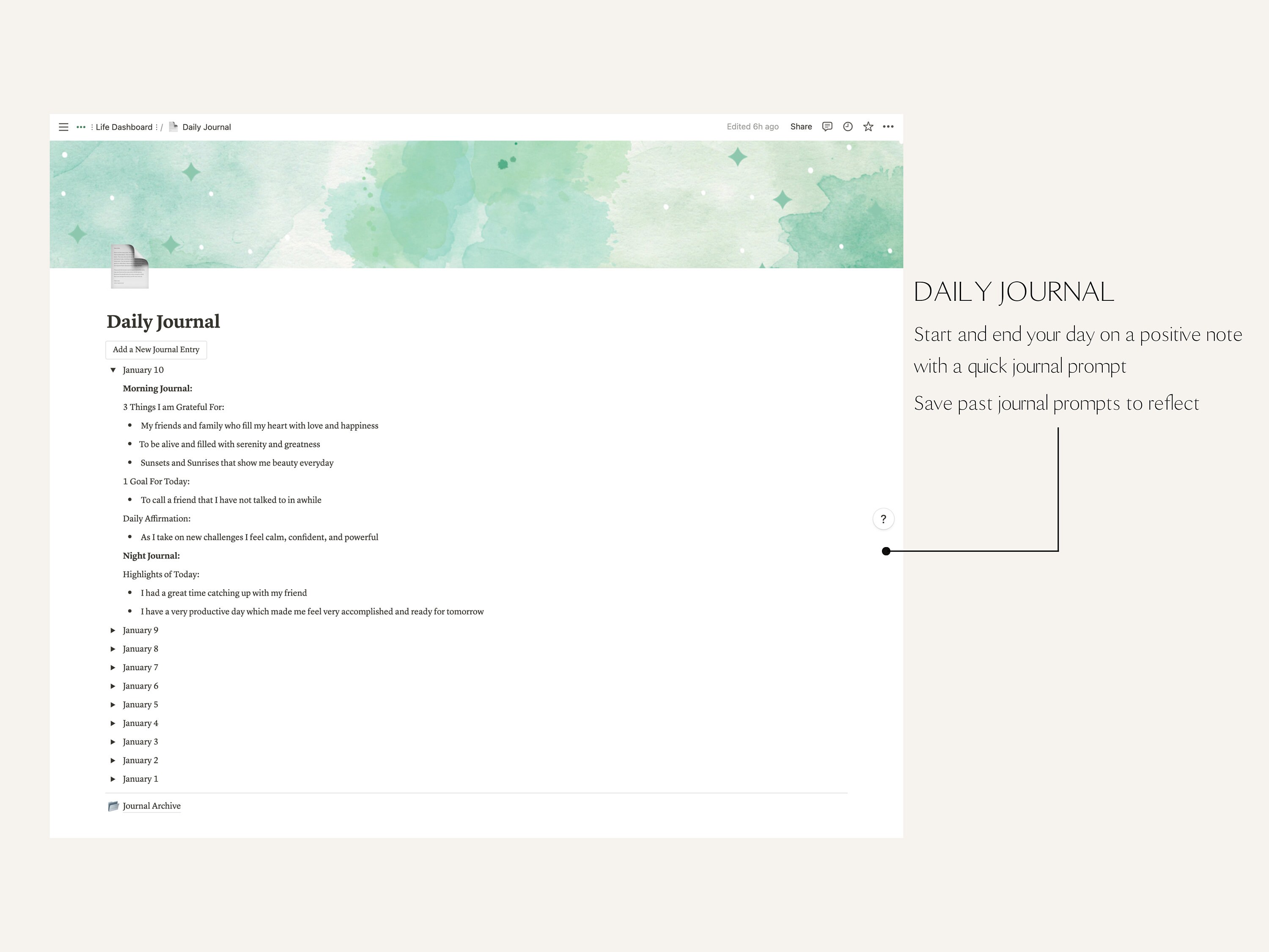 Green Aesthetic Minimal Notion Template Dashboard ADHD - Etsy