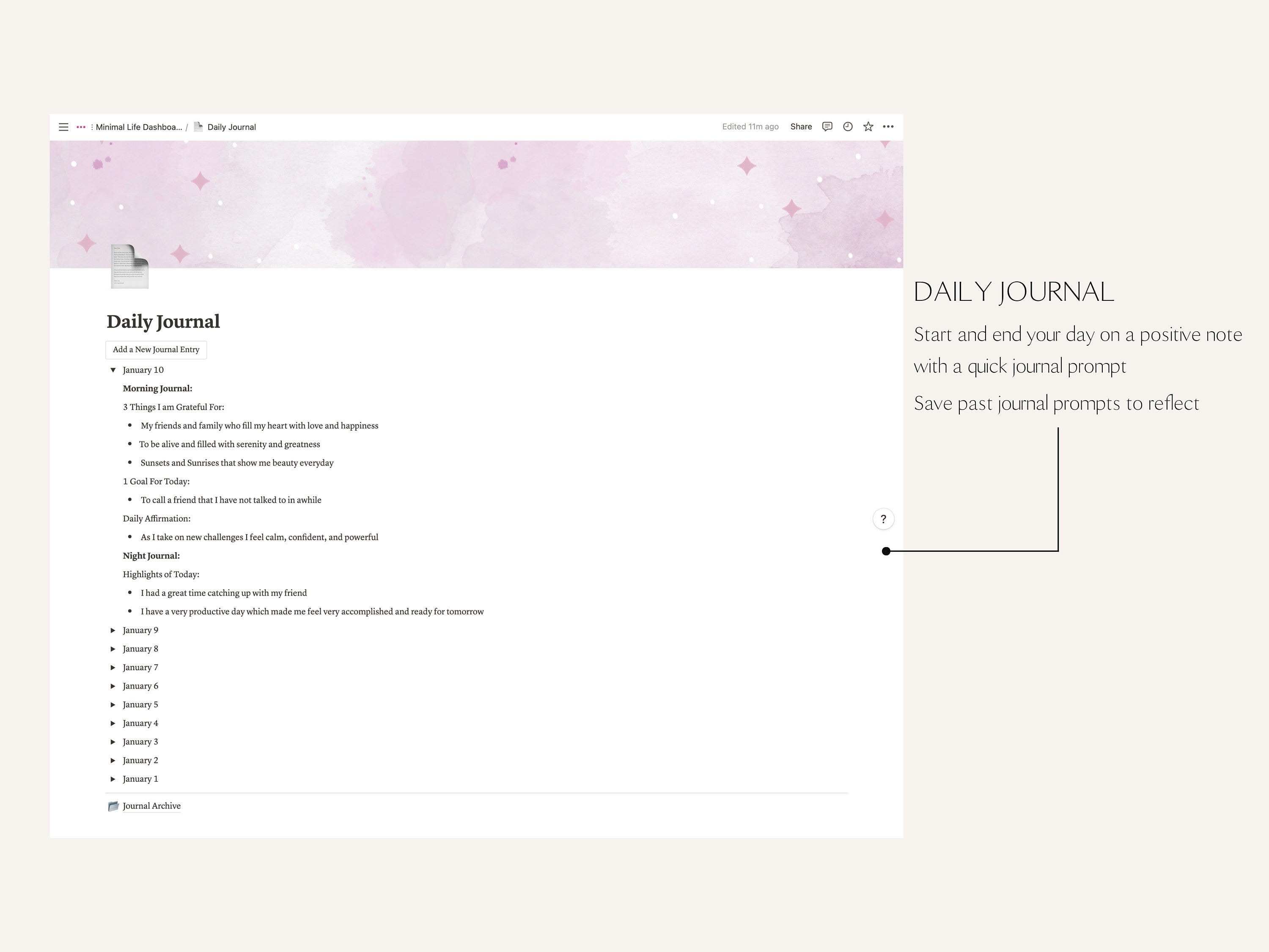 Pink Aesthetic Minimal Notion Template Dashboard ADHD - Etsy