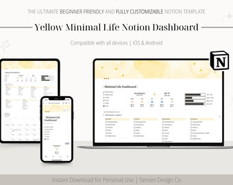 Purple Aesthetic Minimal Notion Template Dashboard ADHD Friendly Weekly Planner, Habit Tracker ...
