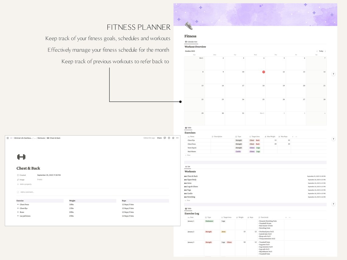Purple Aesthetic Minimal Notion Template Dashboard ADHD Friendly Weekly ...
