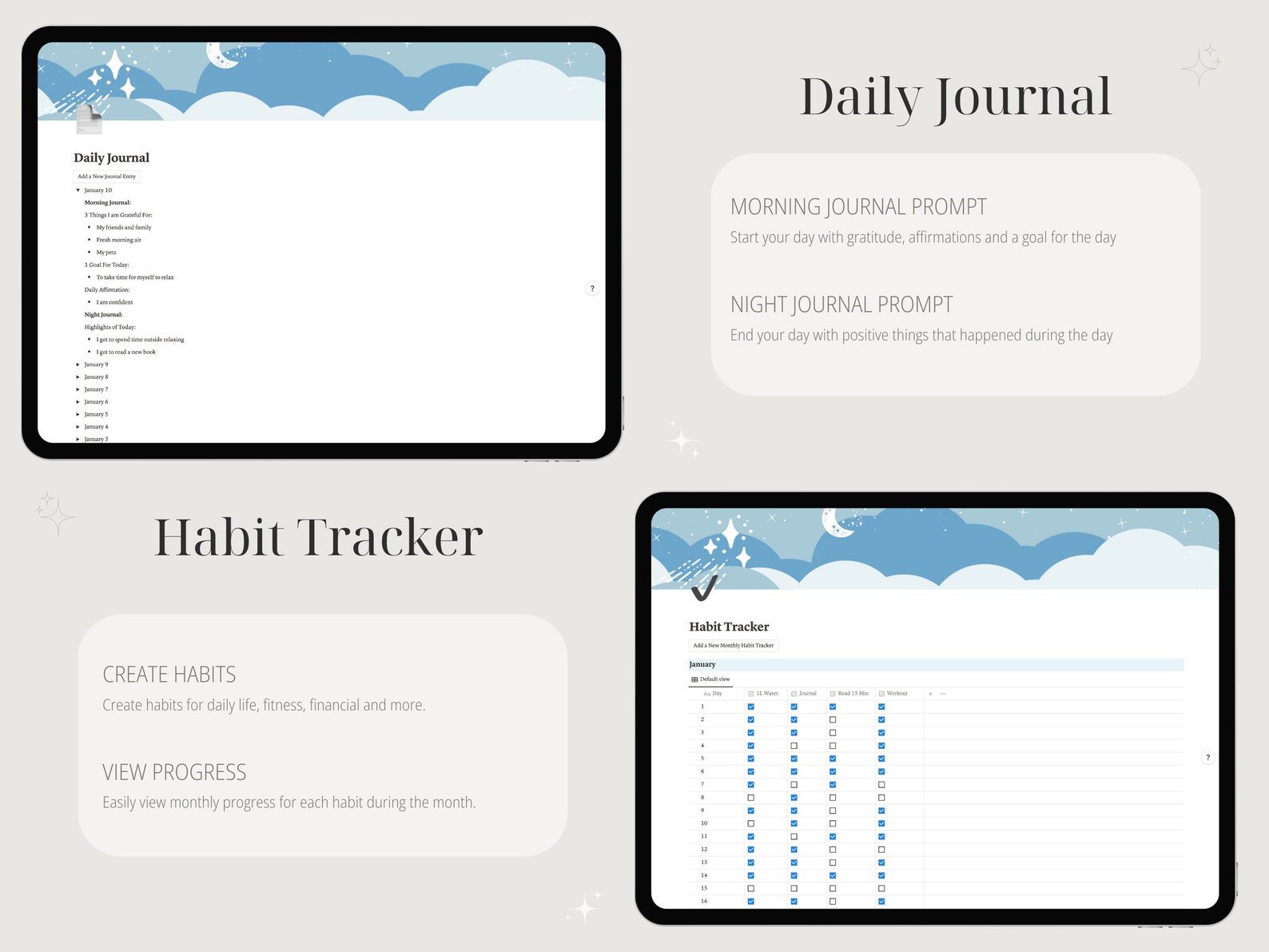 Blue Aesthetic All in One Life Notion Template Dashboard | ADHD ...