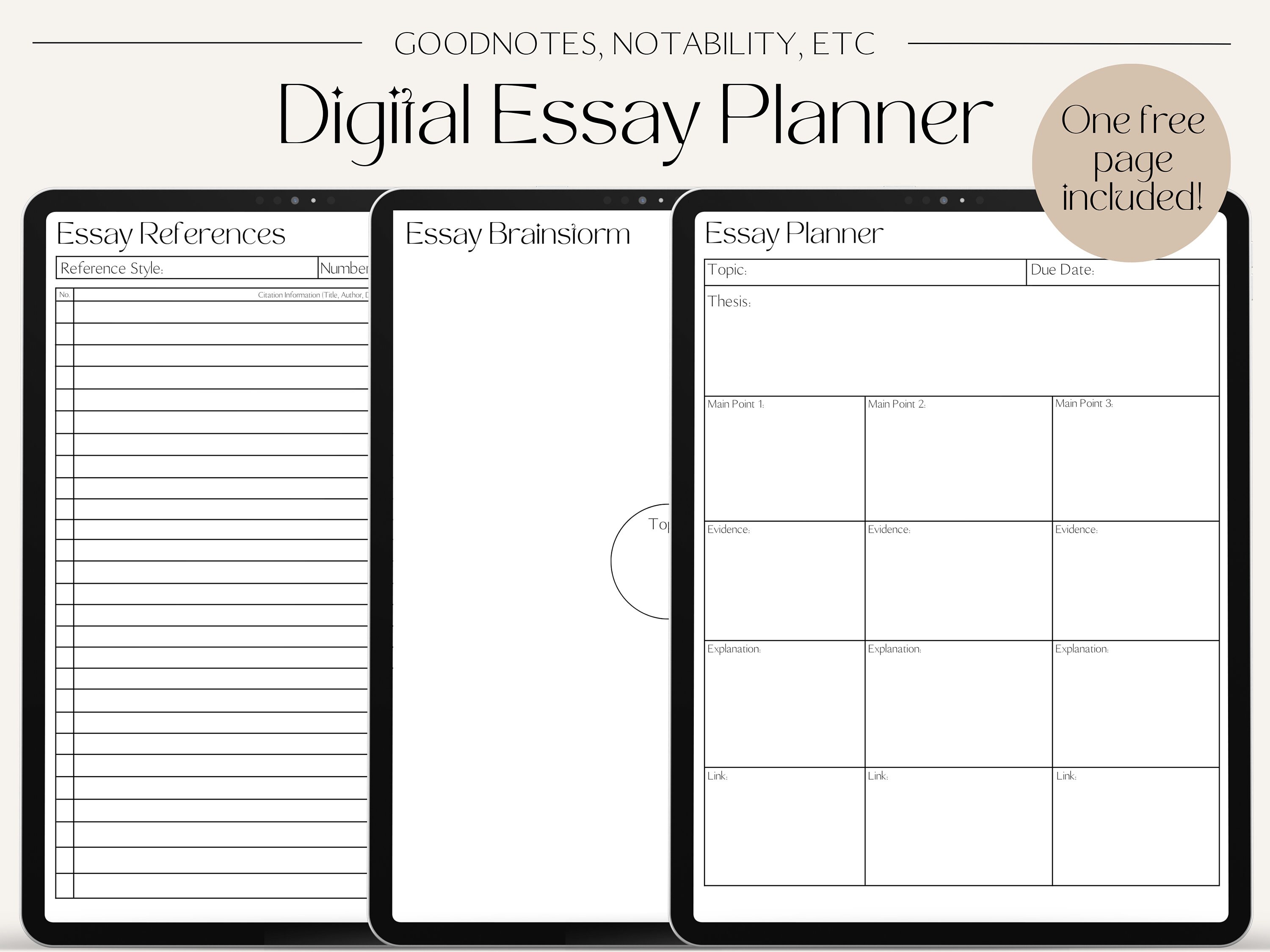 Digital Student Essay Planner | Goodnotes & Notability | ADHD Friendly ...